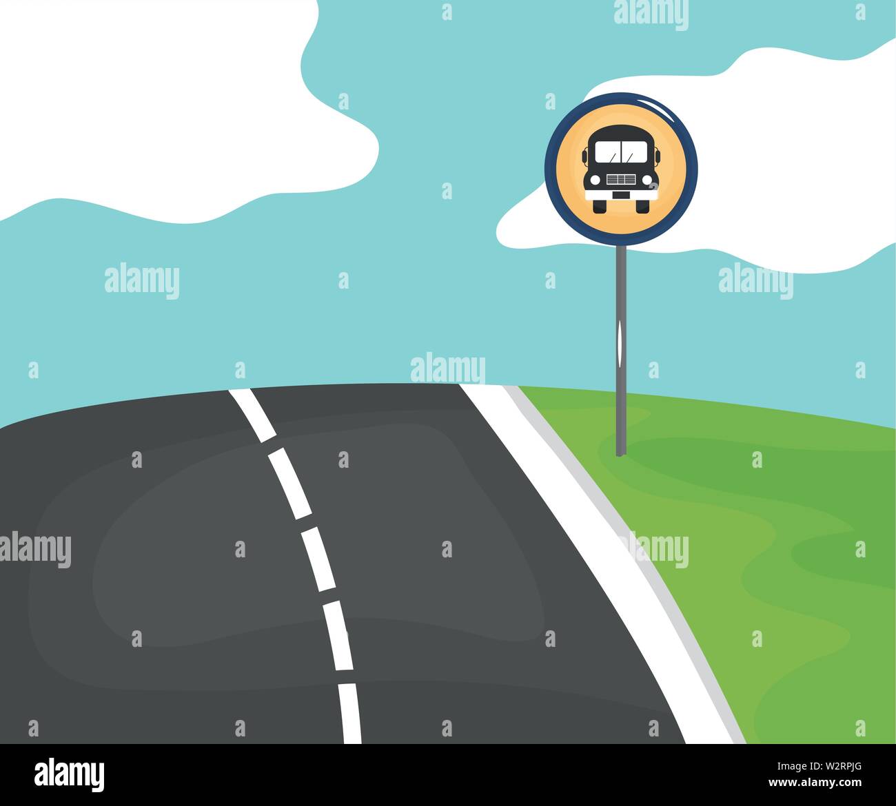 road scene with stop bus signal vector illustration design Stock Vector ...