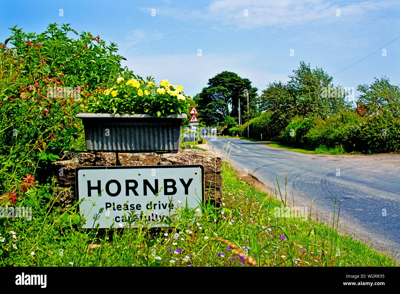 Hornby village sign hi-res stock photography and images - Alamy
