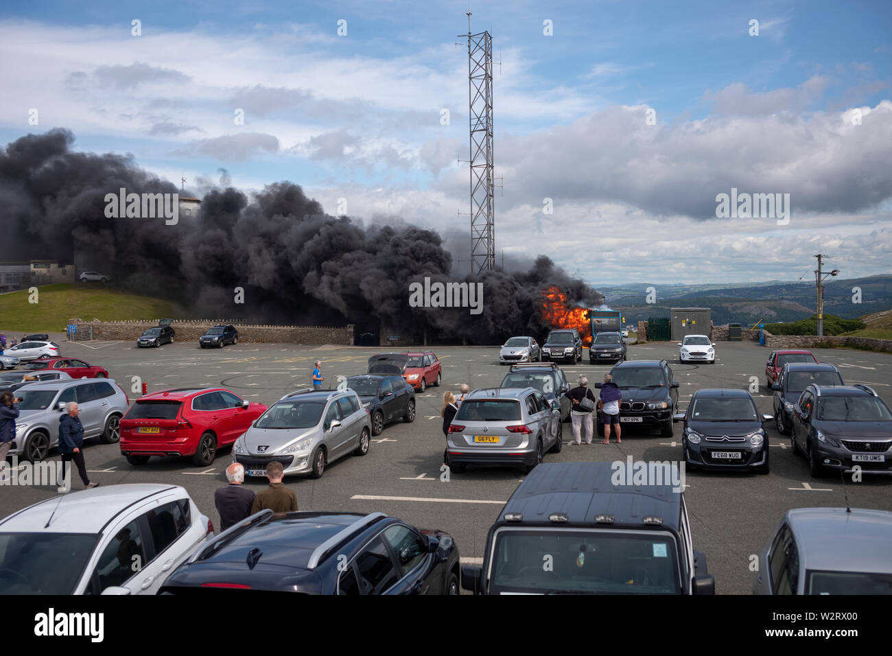 GREAT ORME SUMMIT LLANDUDNO BUS FIRE JULY 2019 Stock Photo - Alamy