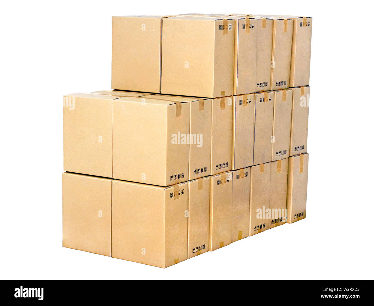 stack of cardboard boxes isolated on white background Stock Photo - Alamy