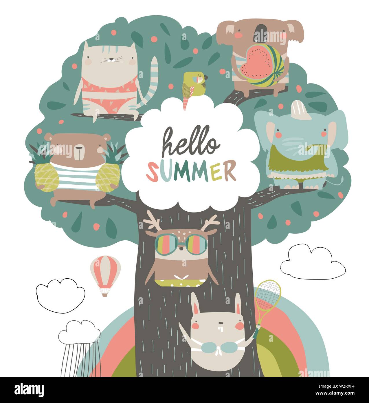 Rainbow background vector cute Stock Vector Images - Alamy