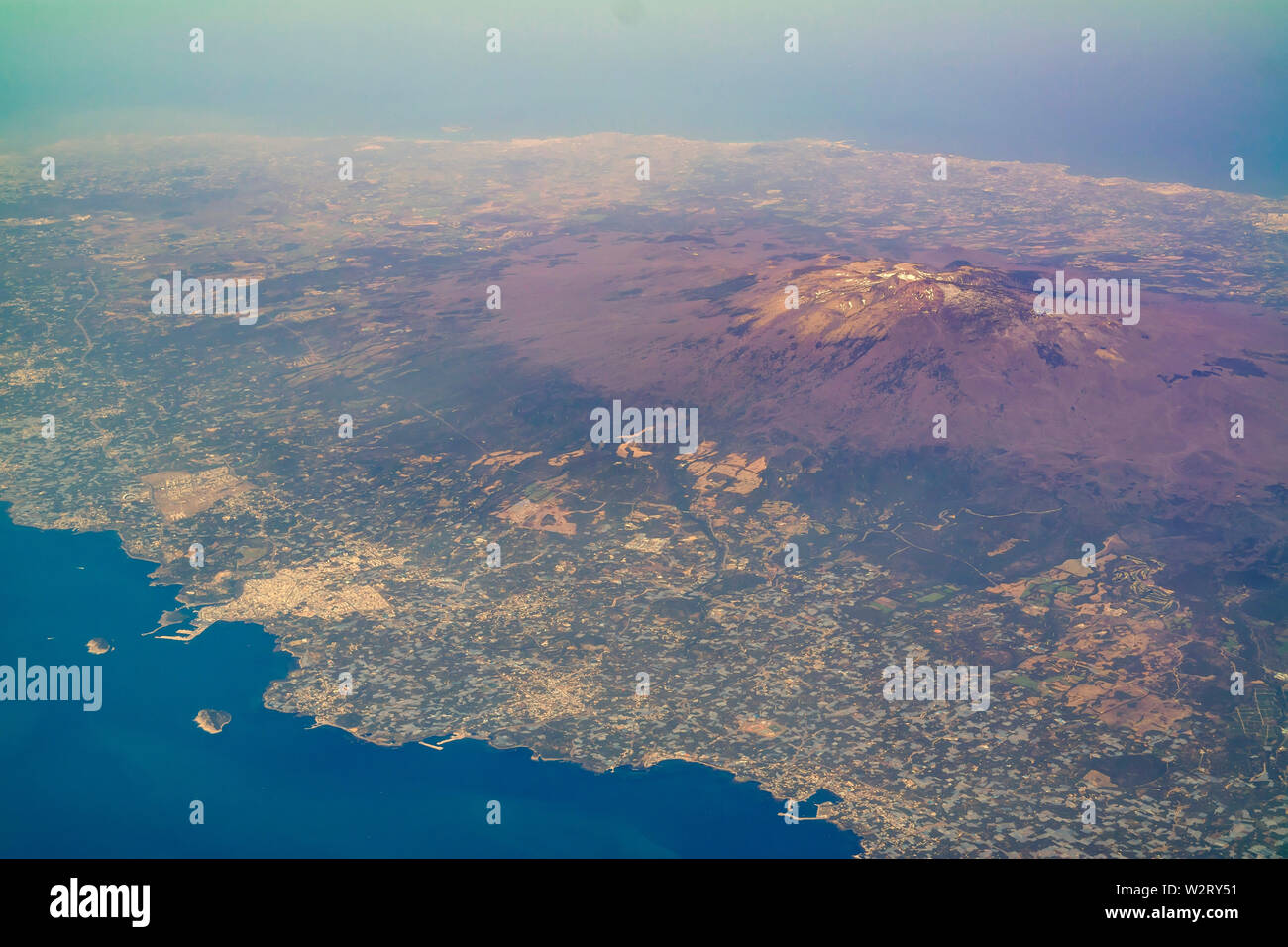 Aerial view of the beautiful Jeju Province with Hallasan at South Korea ...