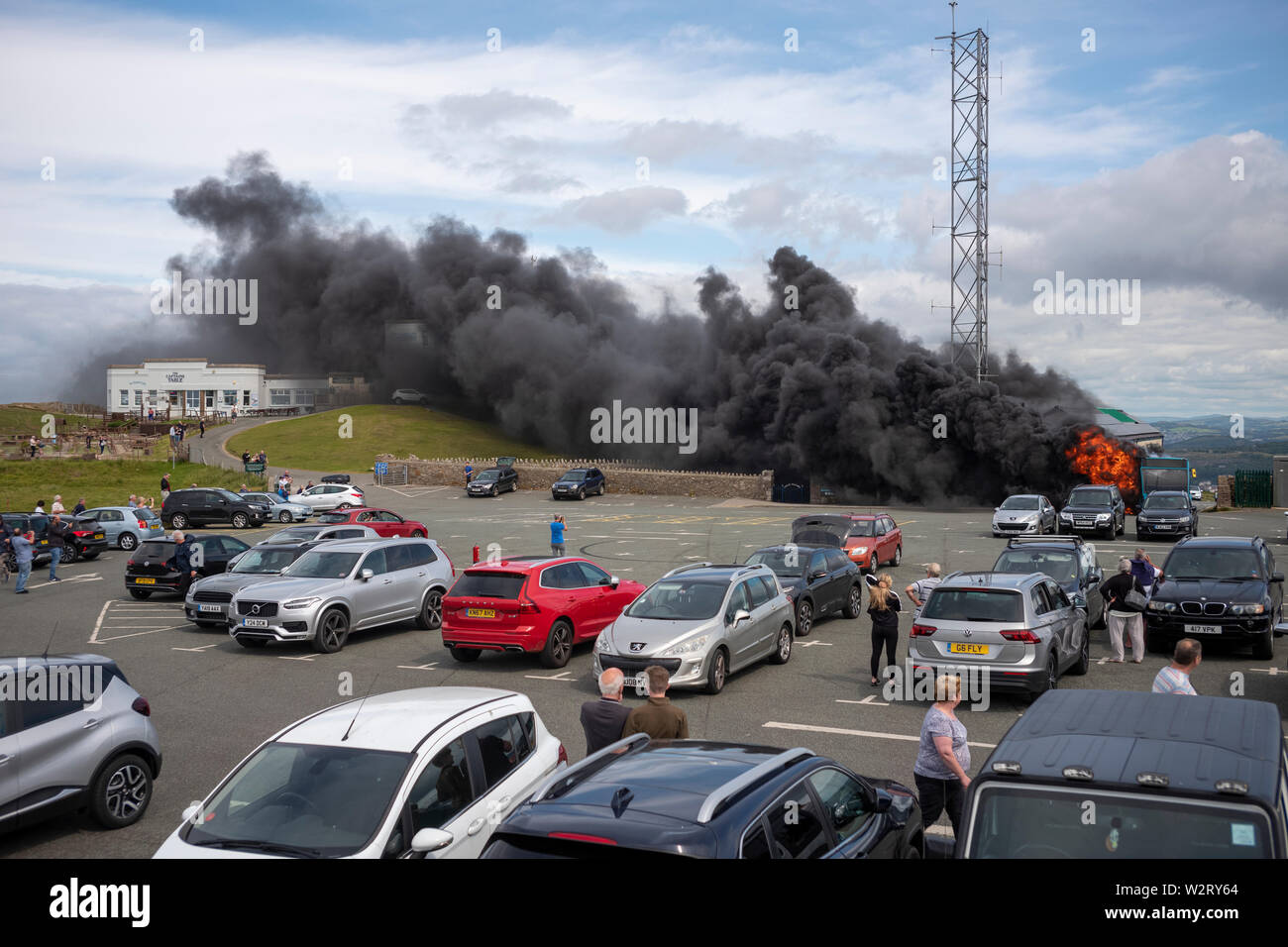 GREAT ORME SUMMIT LLANDUDNO BUS FIRE JULY 2019 Stock Photo - Alamy