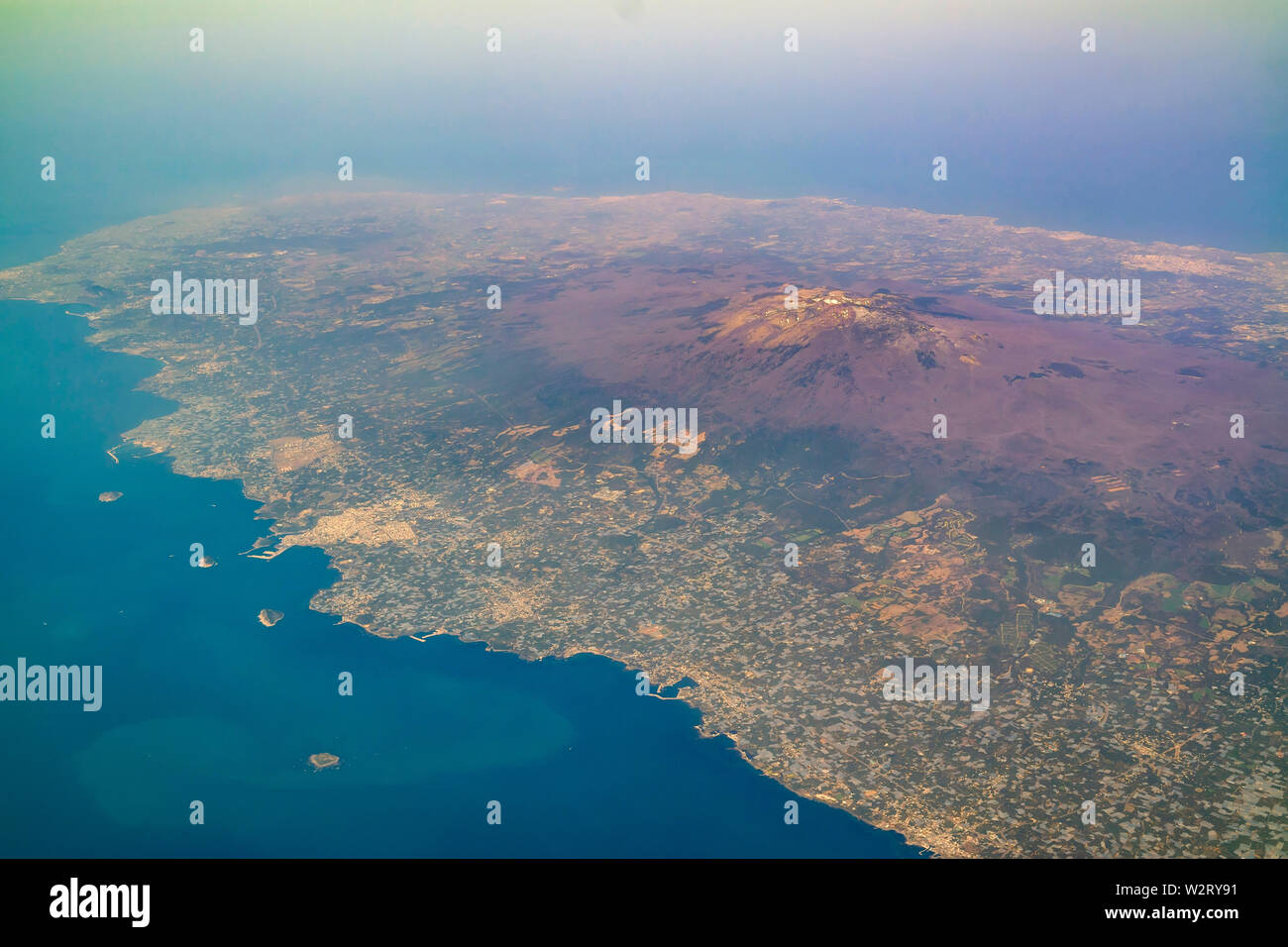 Aerial view of the beautiful Jeju Province with Hallasan at South Korea ...