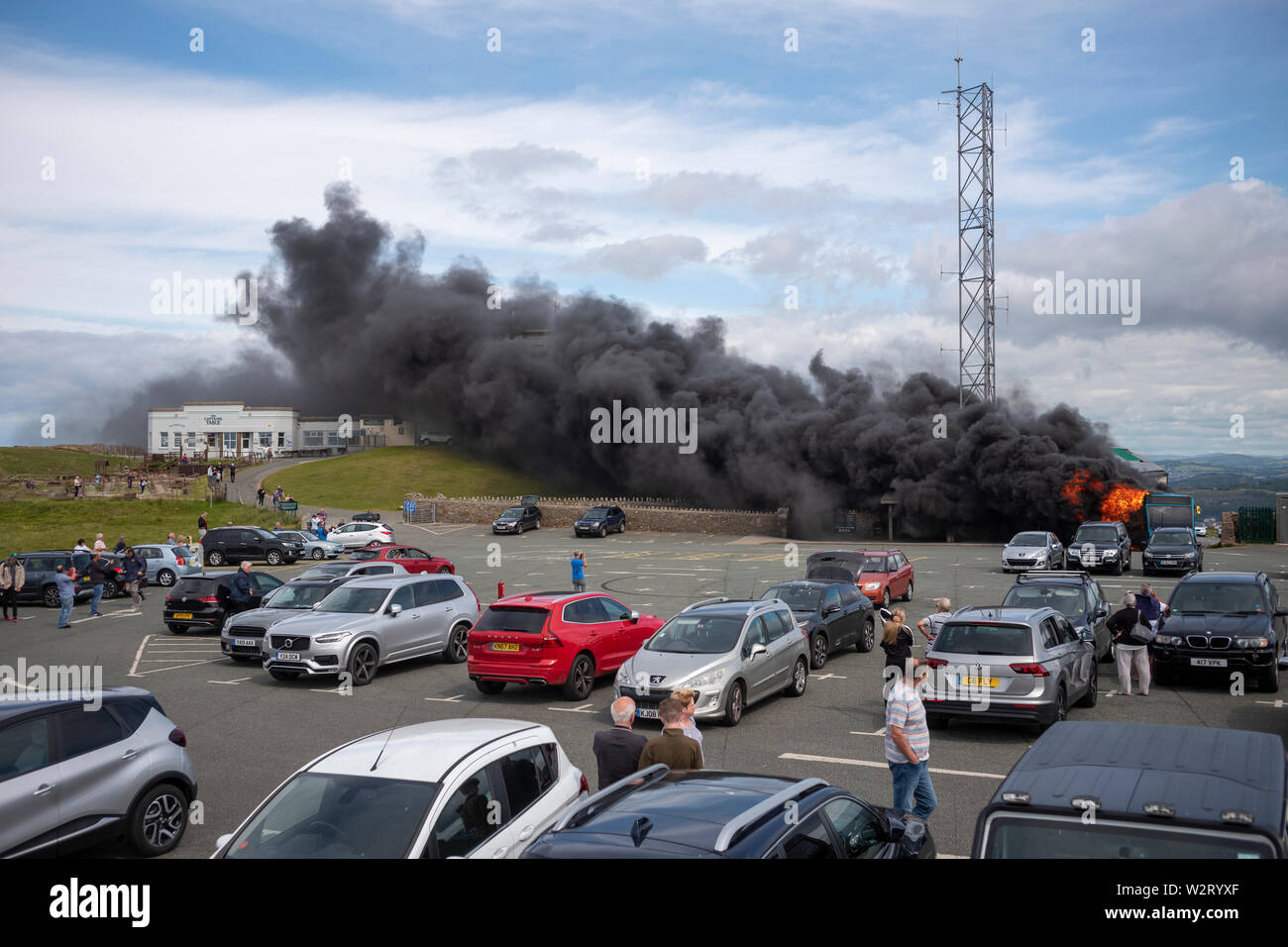 GREAT ORME SUMMIT LLANDUDNO BUS FIRE JULY 2019 Stock Photo - Alamy