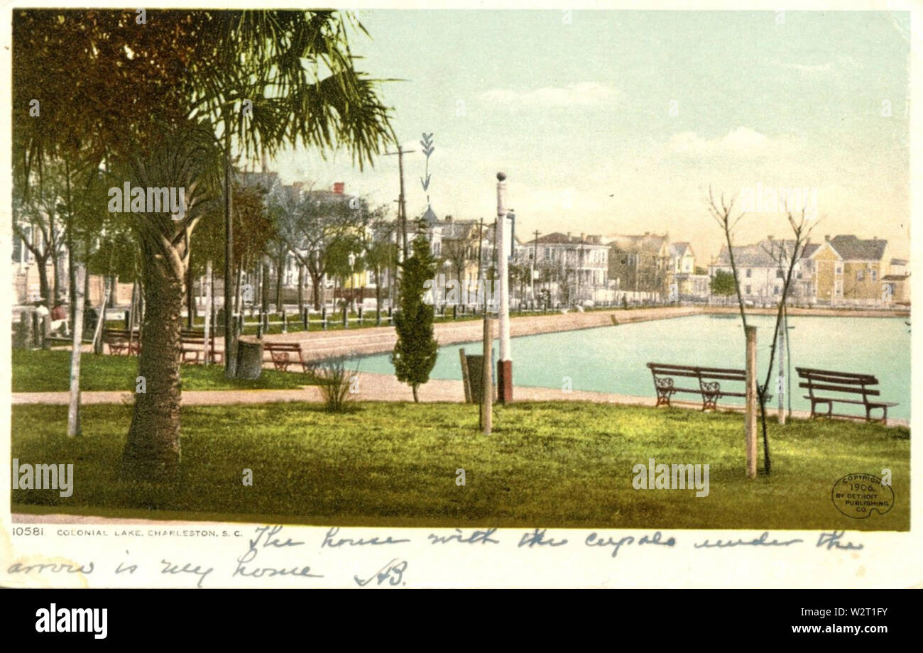 Colonial Lake - 1906 Stock Photo - Alamy
