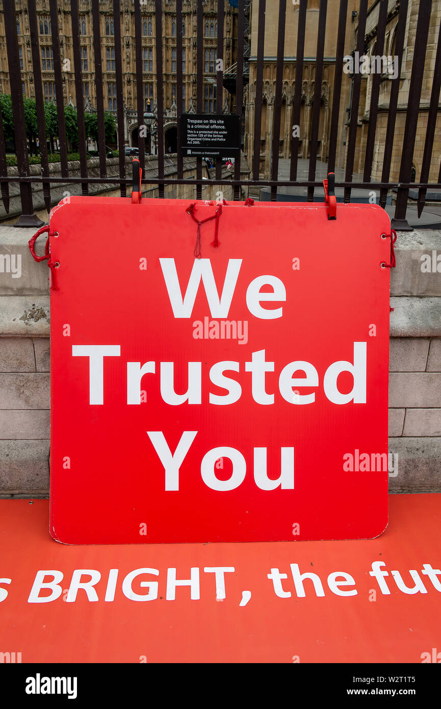 Pro Brexit Campaign, Westminister, London. 9th July, 2019. A Pro Brexit ...