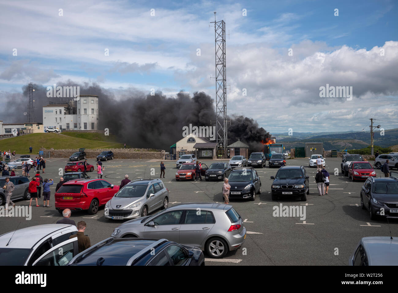 GREAT ORME SUMMIT LLANDUDNO BUS FIRE JULY 2019 Stock Photo - Alamy