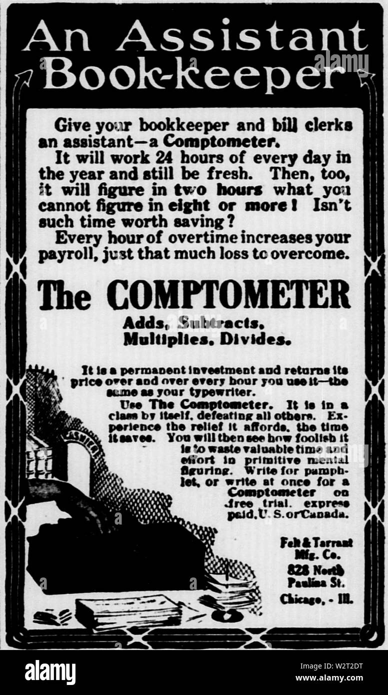 Comptometer ad 1909 Stock Photo - Alamy