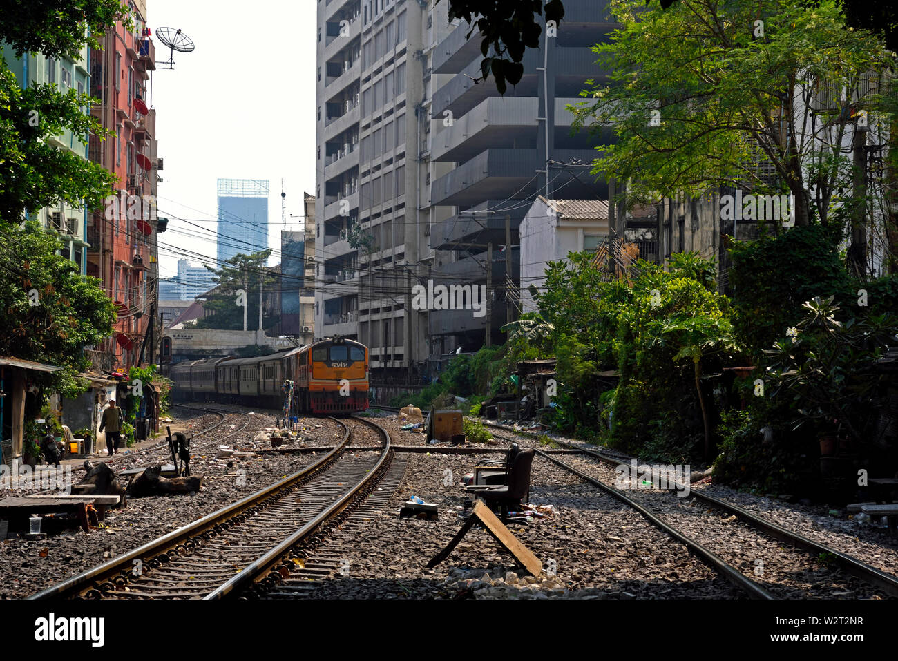 bangkok, thailand - february 15, 2019: railway track leading through a ...