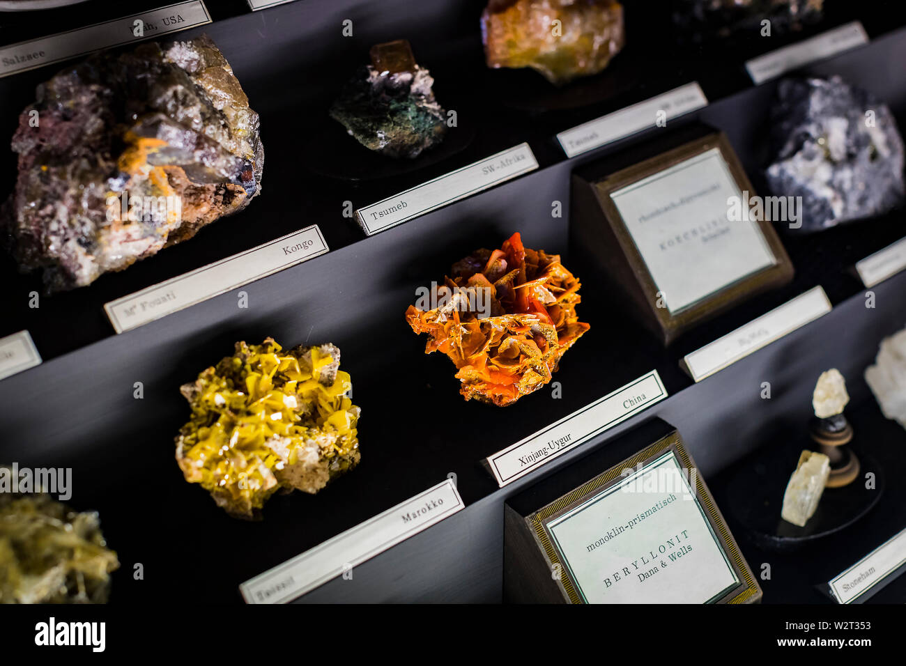 3 SEPTEMBER 2018, VIENNA, AUSTRIA: Collection of minerals of stones and ...