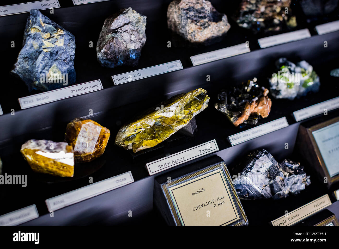 3 SEPTEMBER 2018, VIENNA, AUSTRIA: Collection of minerals of stones and ...