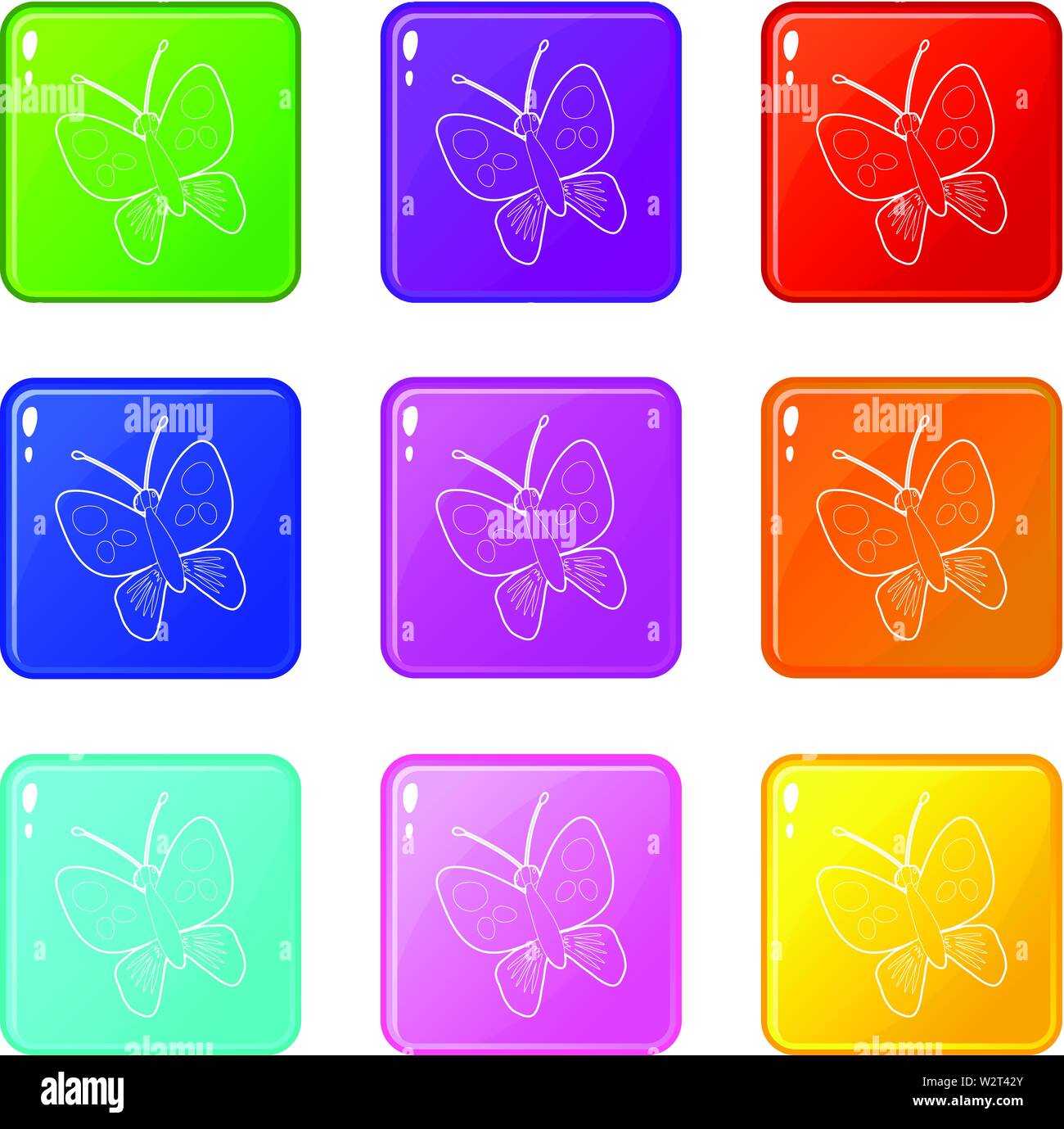 Butterfly icons set 9 color collection Stock Vector Image & Art - Alamy