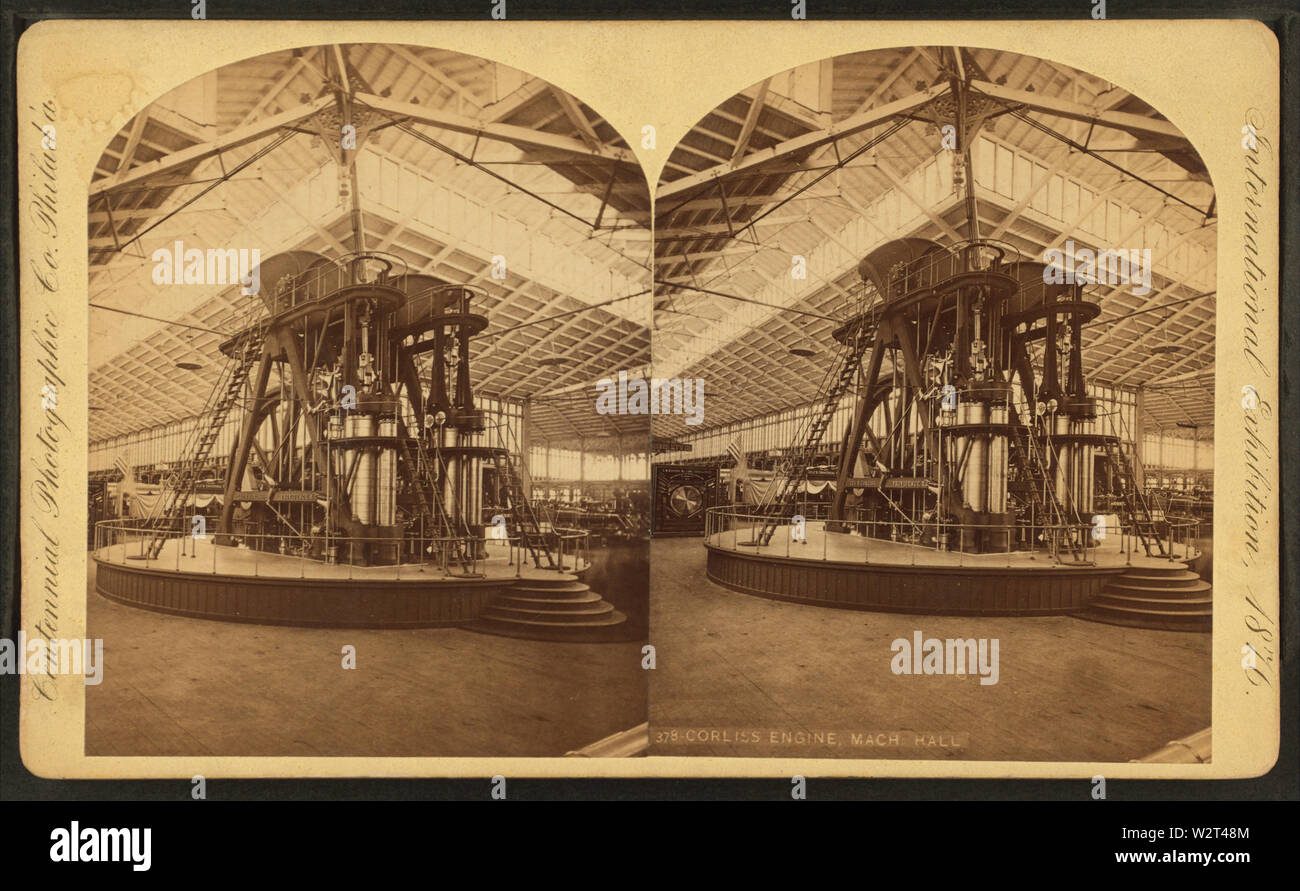 Corliss engine, Mach(inery) Hall, by Centennial Photographic Co Stock ...