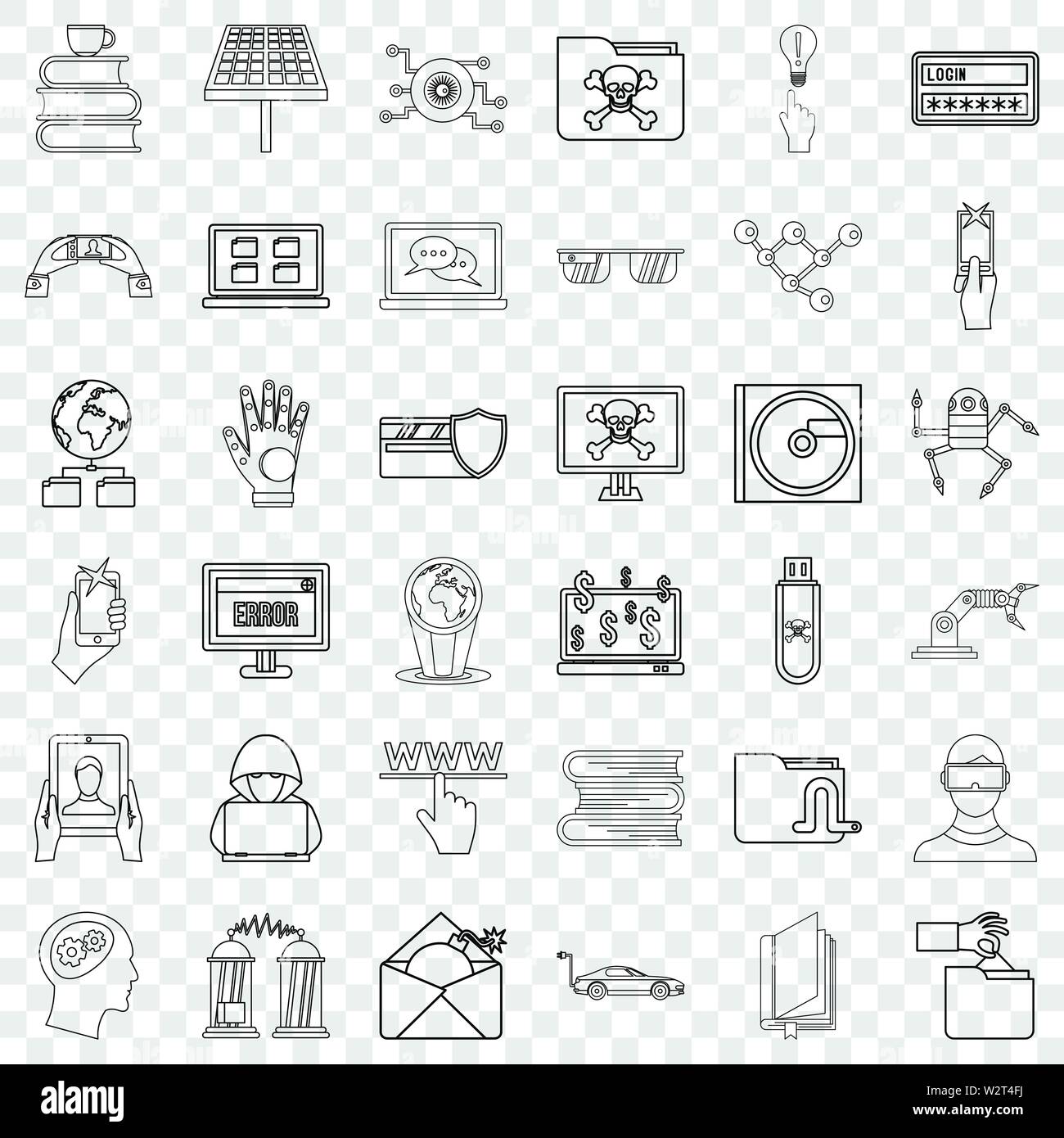 Hacker icons set, outline style Stock Vector Image & Art - Alamy