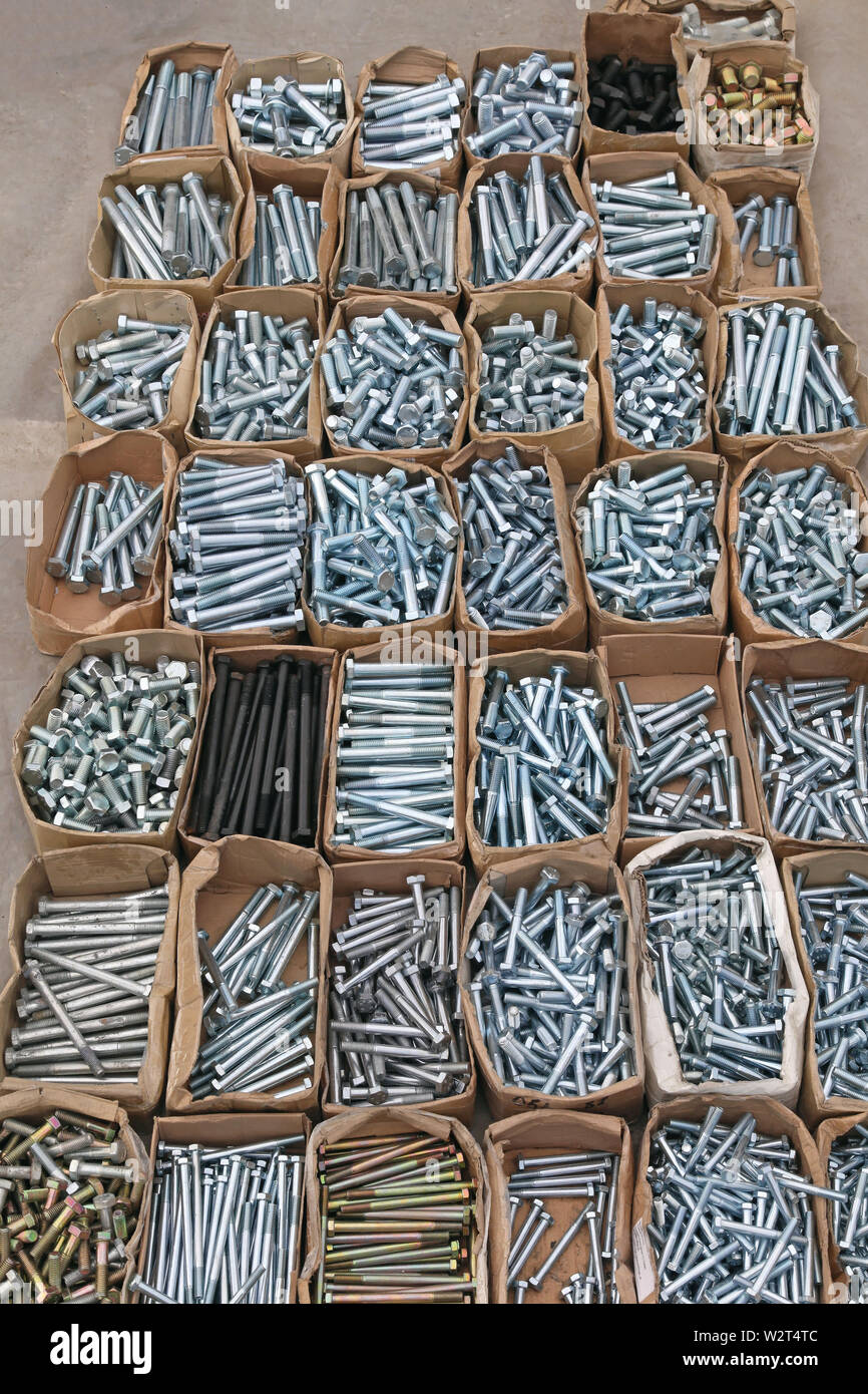Various Selection of Screws and Bolts in Boxes Stock Photo - Alamy
