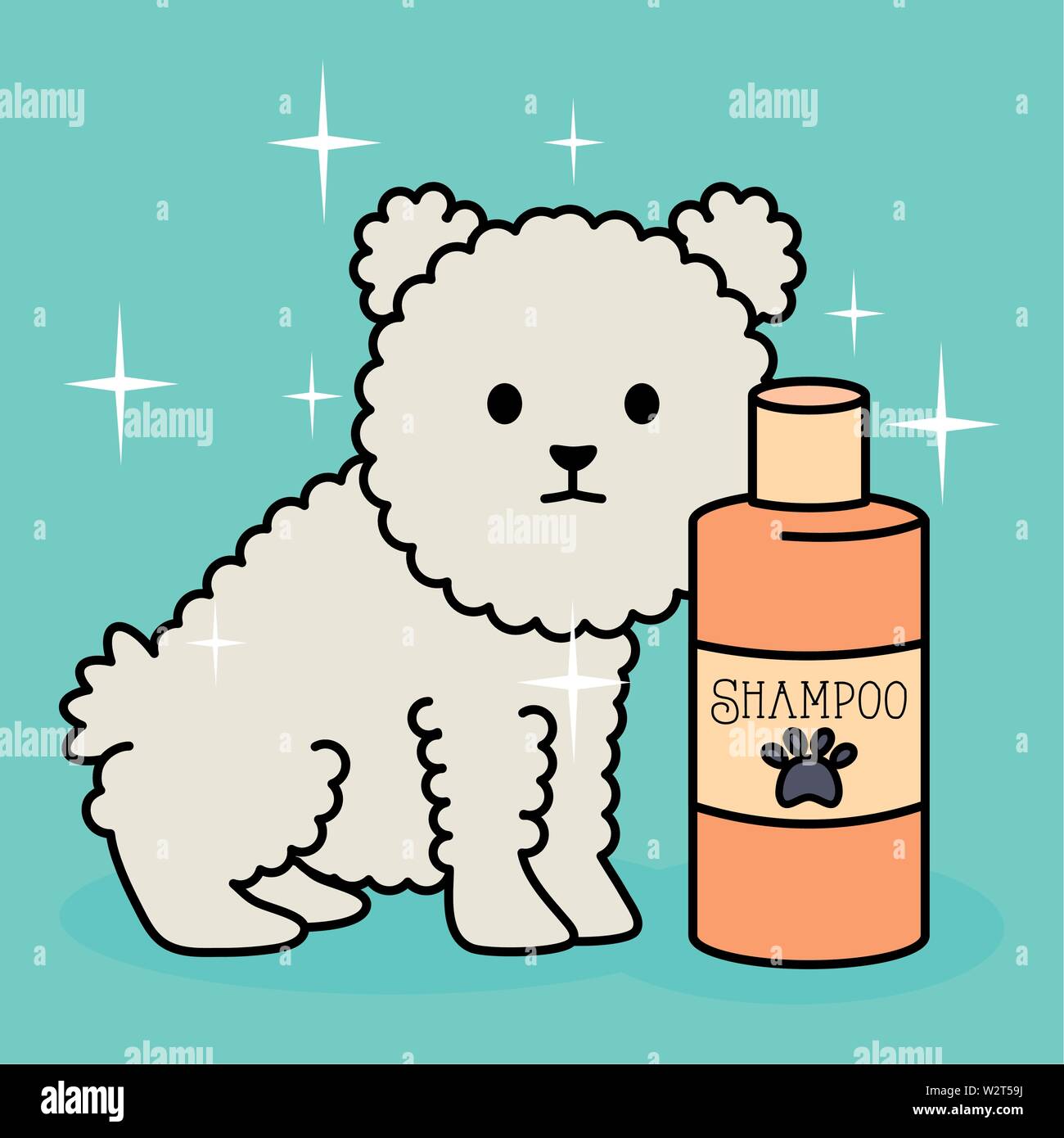 little dog adorable mascot with shampoo bottle vector illustration ...