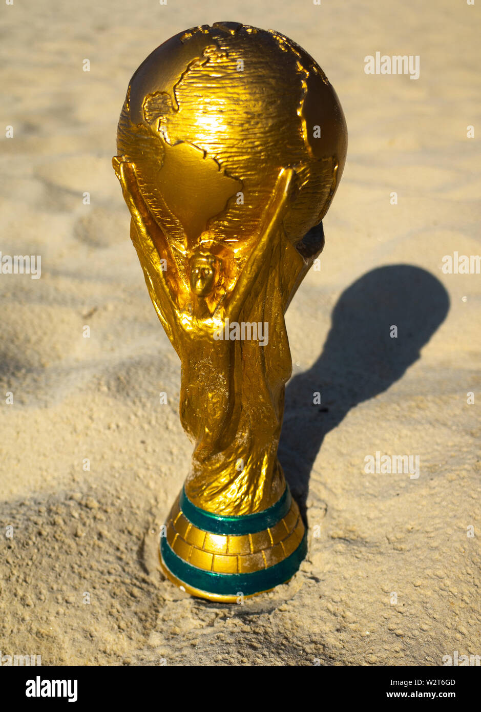 May 30, 2019. Doha, Qatar. FIFA World Cup trophy on sand. FIFA World ...