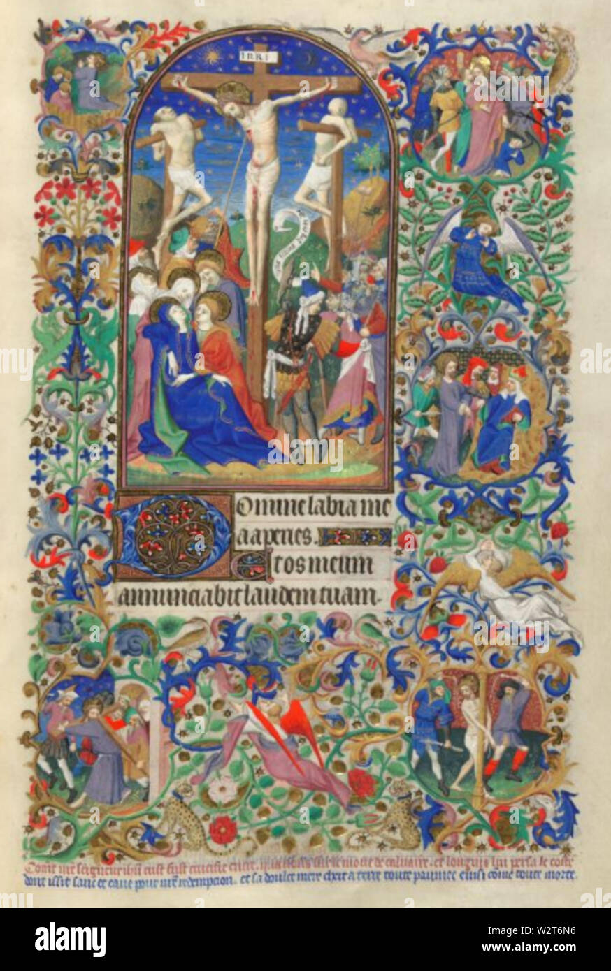 Crucifixion - British Library Add MS 18850 f144r Stock Photo - Alamy