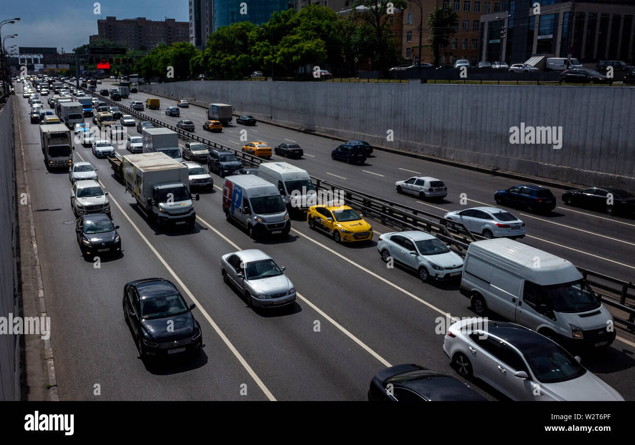May 30, 2019, Moscow, Russia. Car traffic on the Third Ring Road in ...