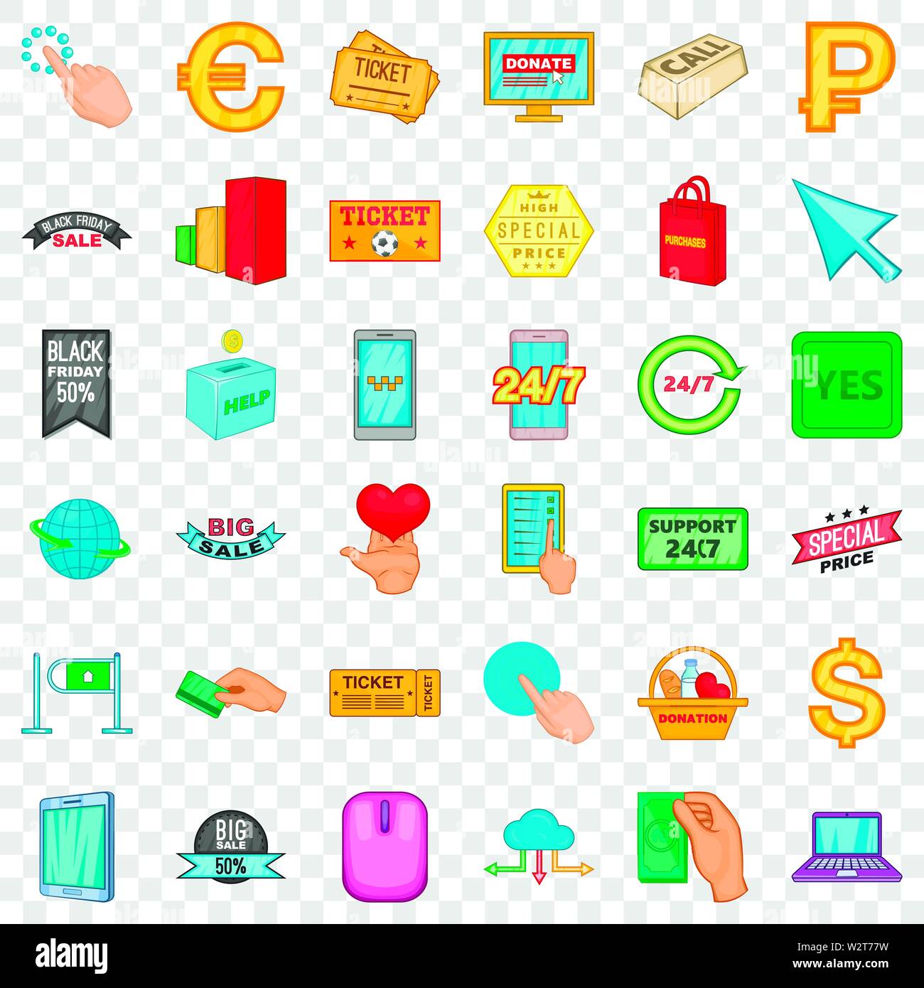 Electronic commerce icons set, cartoon style Stock Vector Image & Art ...