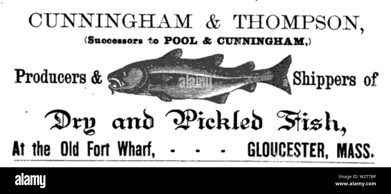 Cunningham and Thompson advert Gloucester Massachusetts Stock Photo - Alamy