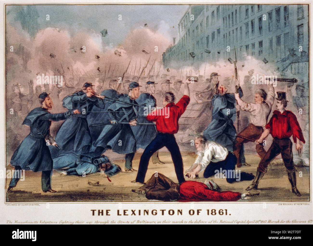 The Lexington of 1861. Massachusetts Volunteers fighting in streets of ...