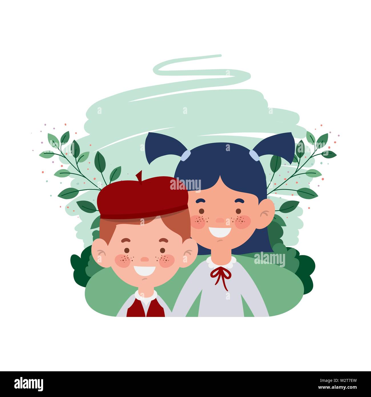 couple students smiling with landscape background Stock Vector Image ...