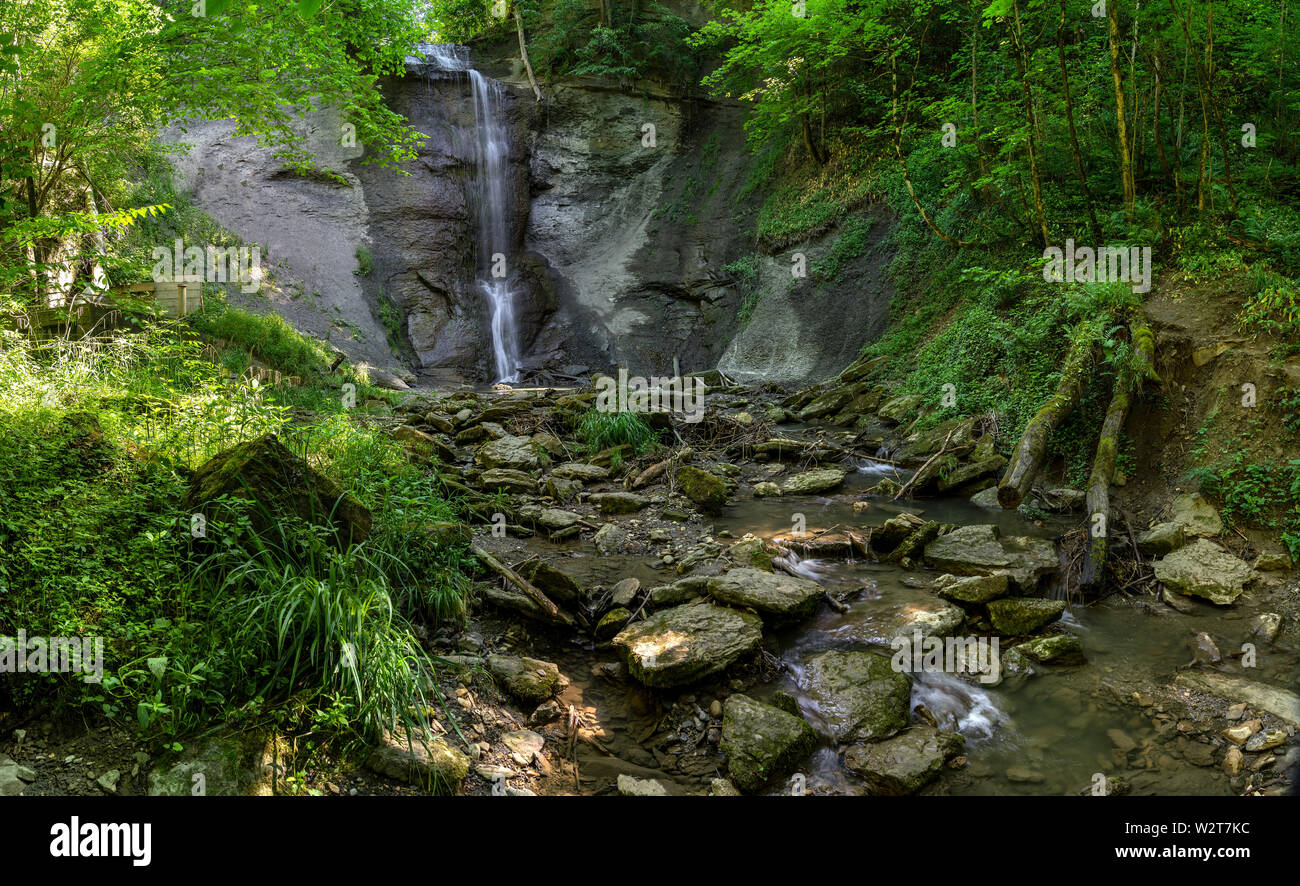 Waterfall of ZIllhausen - Panorama with stony creek bed Stock Photo - Alamy