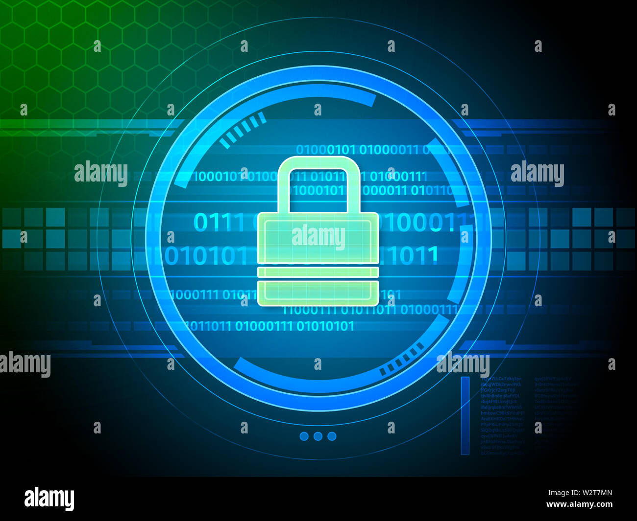 Security lock protecting a data stream. Digital illustration Stock ...