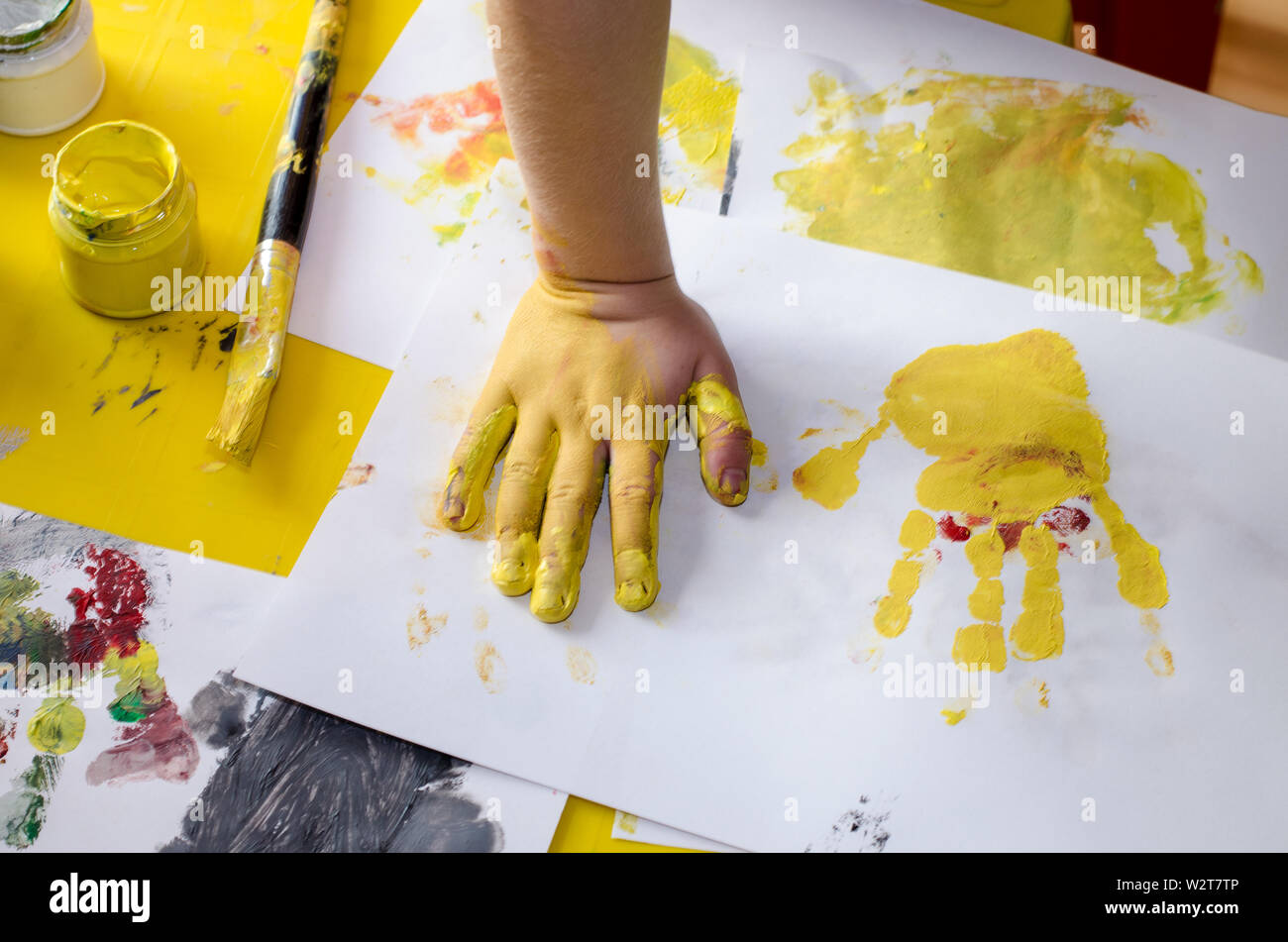 Kids hand prints hi-res stock photography and images - Alamy