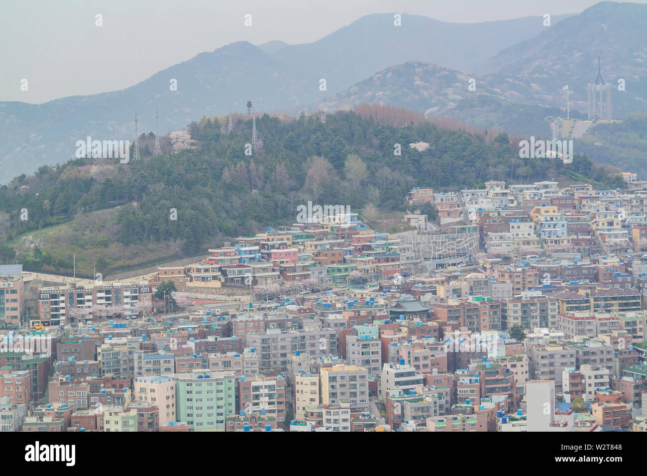 Aerial view of the Busan cityscape from Busan Tower at Busan, South ...