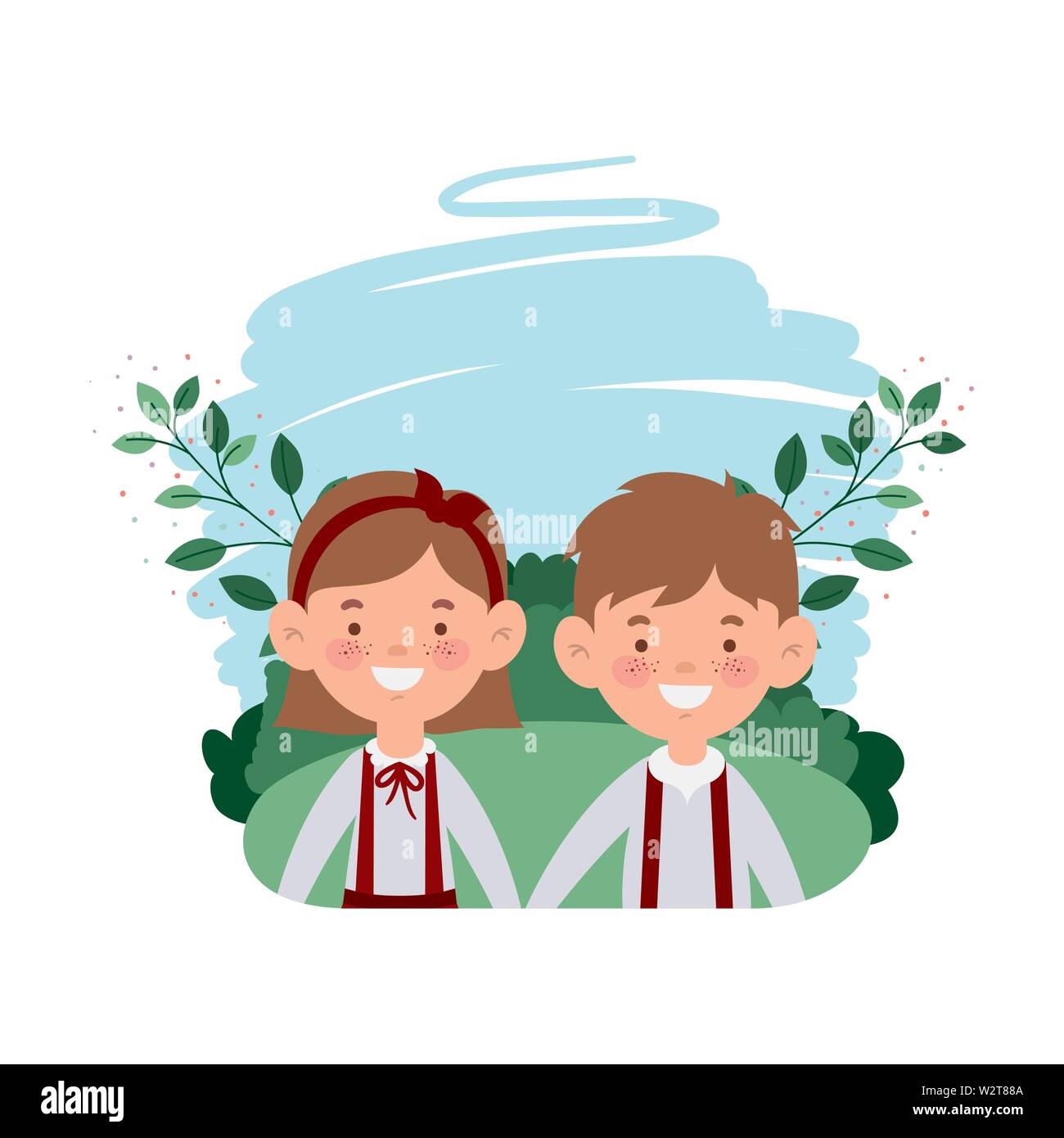 couple students smiling with landscape background Stock Vector Image ...