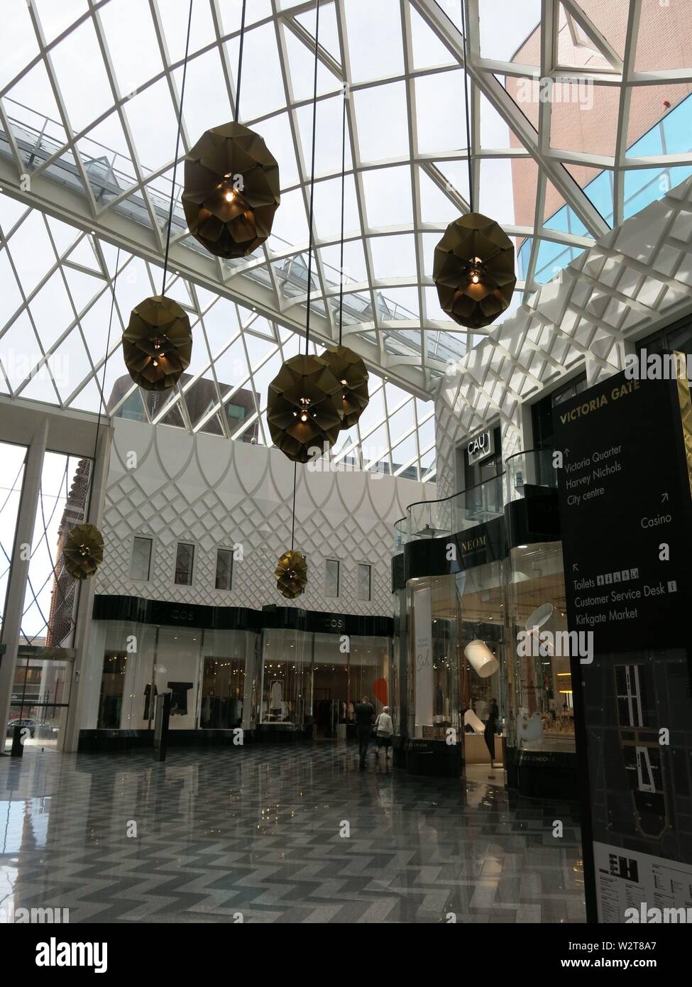 Photo of the ornate interior of the Victoria Gate arcade in Leeds, the ...