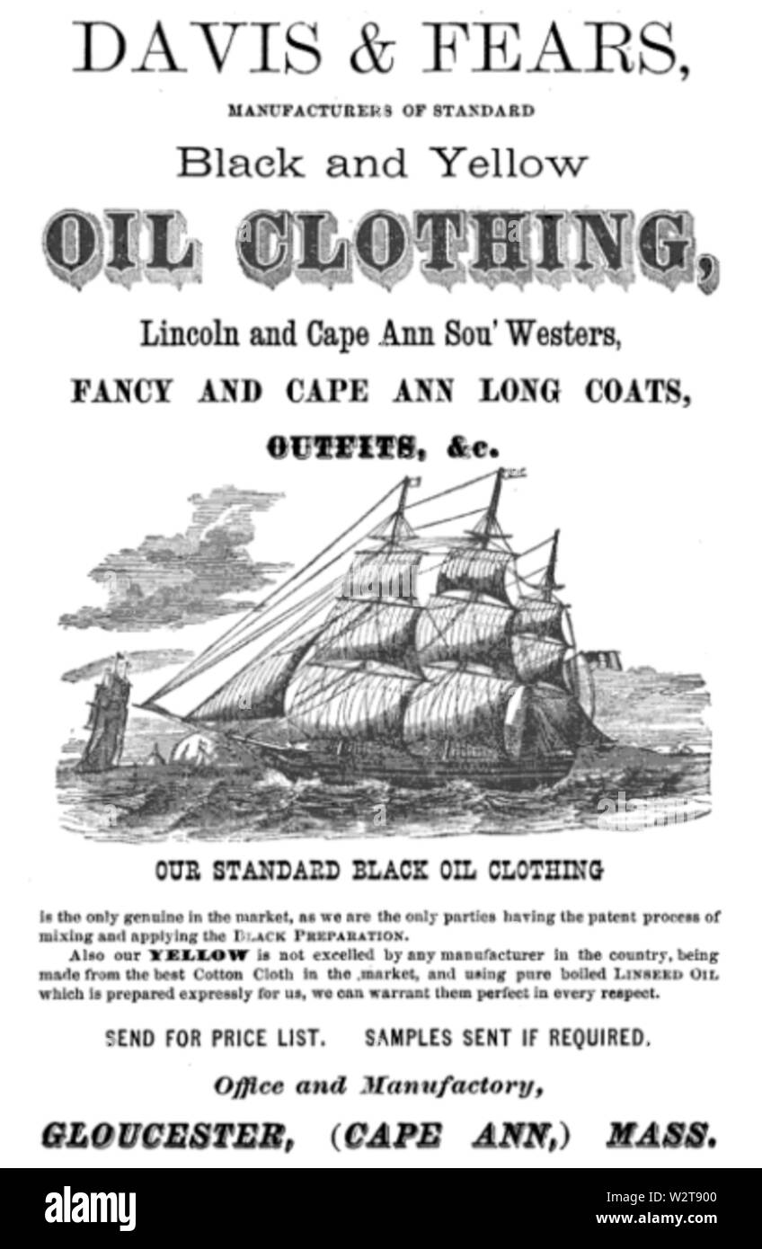 Davis advert Gloucester Massachusetts circa1870s Stock Photo - Alamy