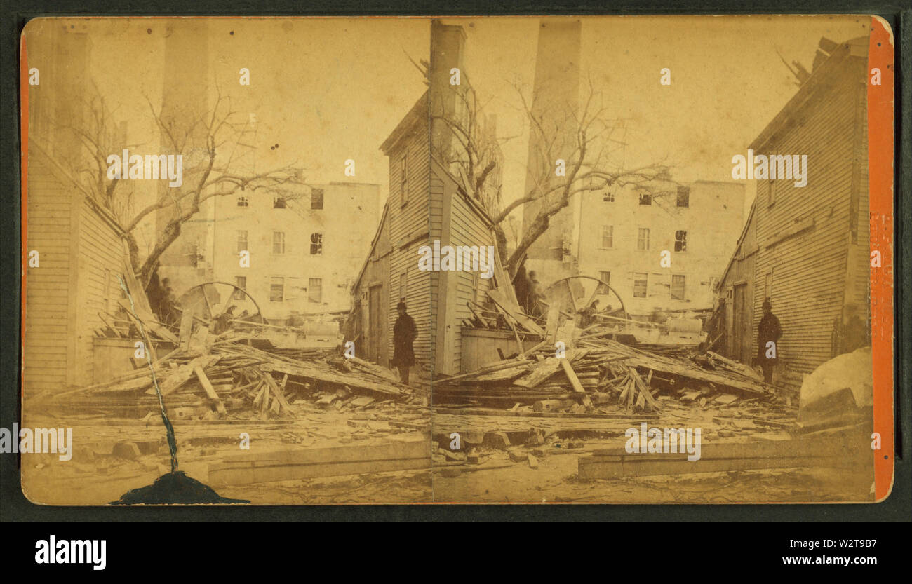 Debris and damaged buildings from explosion, by H P McIntosh 8 Stock ...