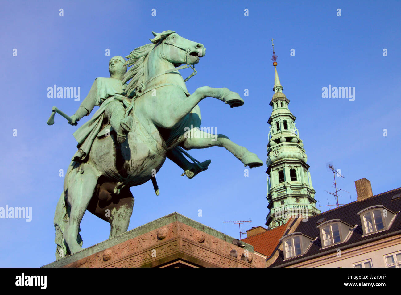 The equestrian statue of Absalon on Højbro Plads in Copenhagen, Denmark ...
