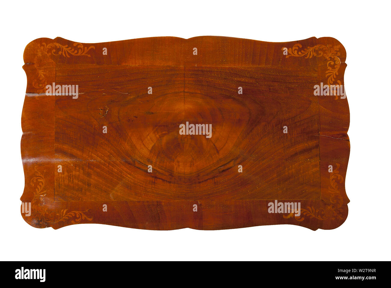 antique wooden table texture and shapes, top view, isolated on white ...