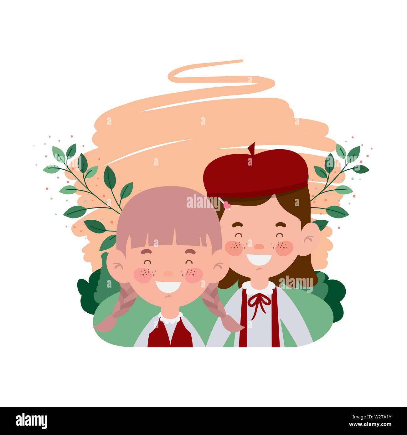 student girls smiling with landscape background Stock Vector Image ...