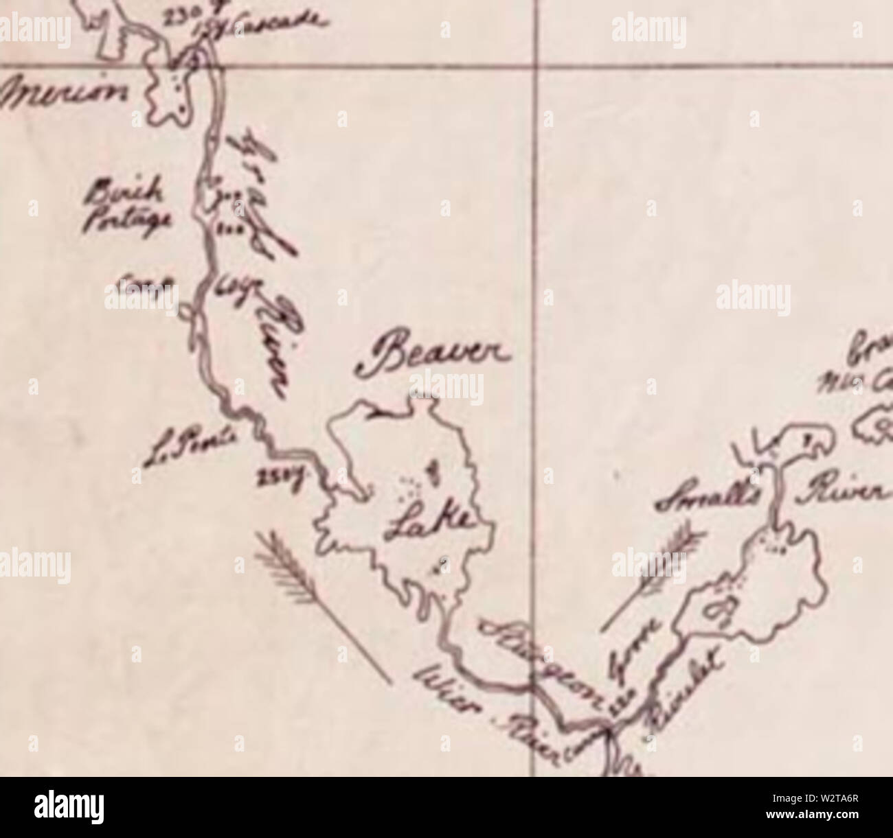 Detail of David Thompson's 1814 Map of the North-West Territories Stock ...