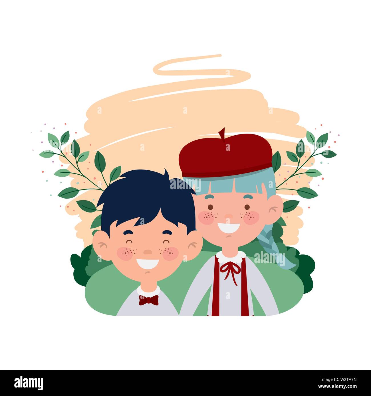 couple students smiling with landscape background Stock Vector Image ...