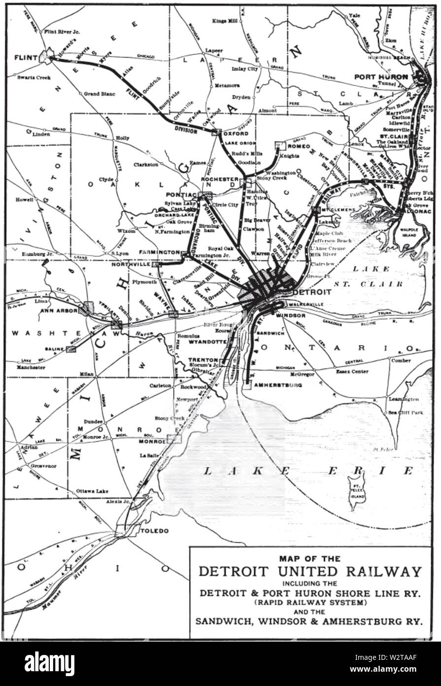 Detroit united railway map-1904 Stock Photo - Alamy