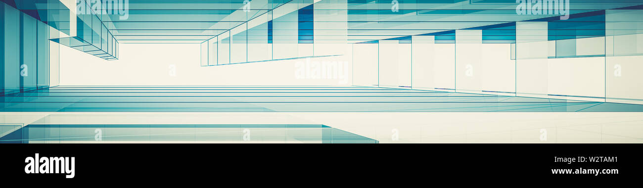 Abstract blue architecture 3d rendering Stock Photo - Alamy