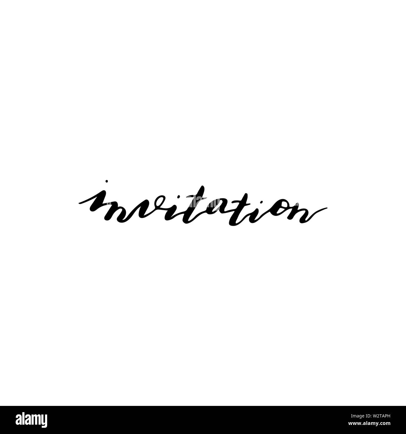 Custom hand lettering word invitation. Handwritten holiday greeting ...