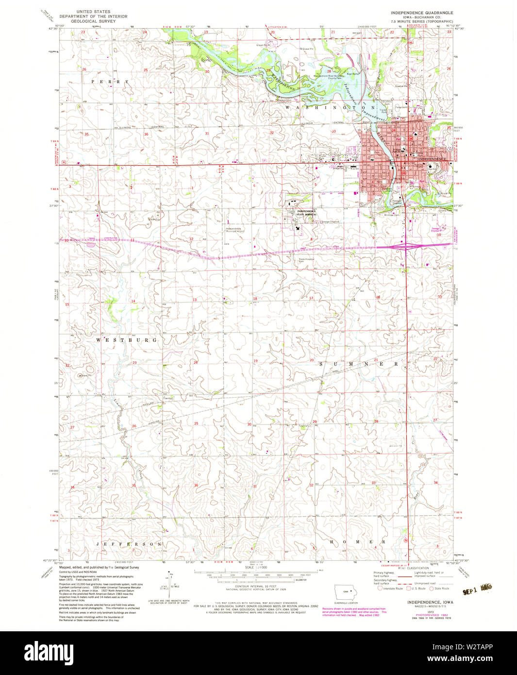 USGS TOPO Maps Iowa IA Independence 174854 1973 24000 Restoration Stock ...