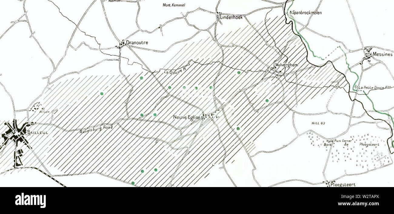 Diagram of German cloud gas attack Wulverghem, 30 April 1916 Stock ...