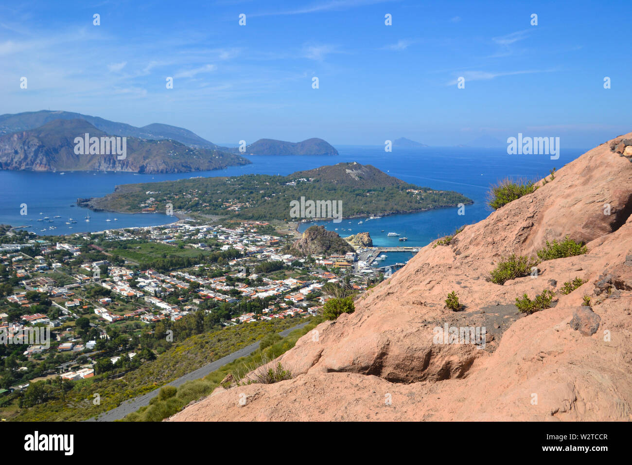 Volcano island in Sicily, Italy. Panorama of Aeolian Islands Stock ...