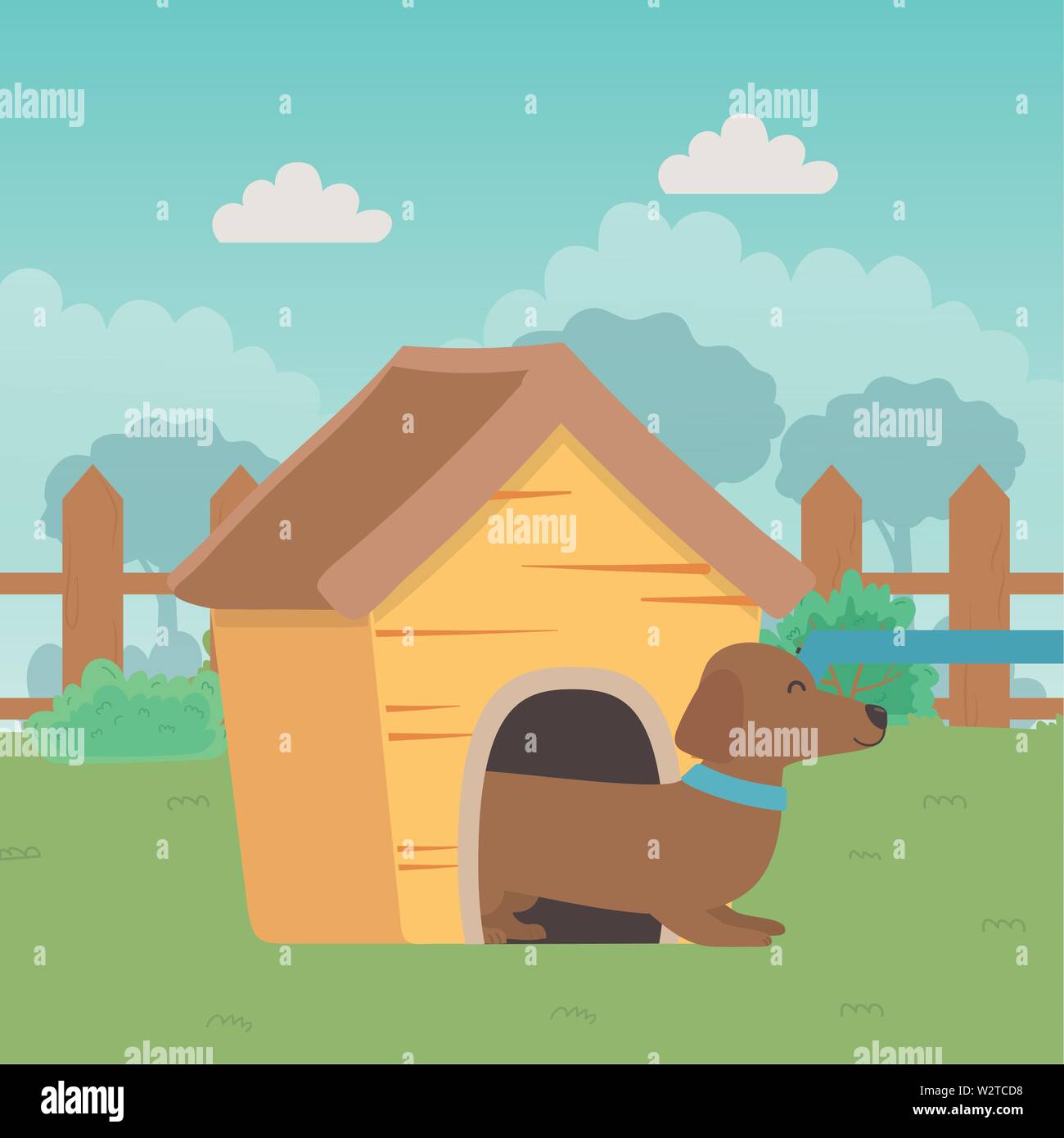 Dog cartoon inside house design, Mascot pet animal nature cute and ...