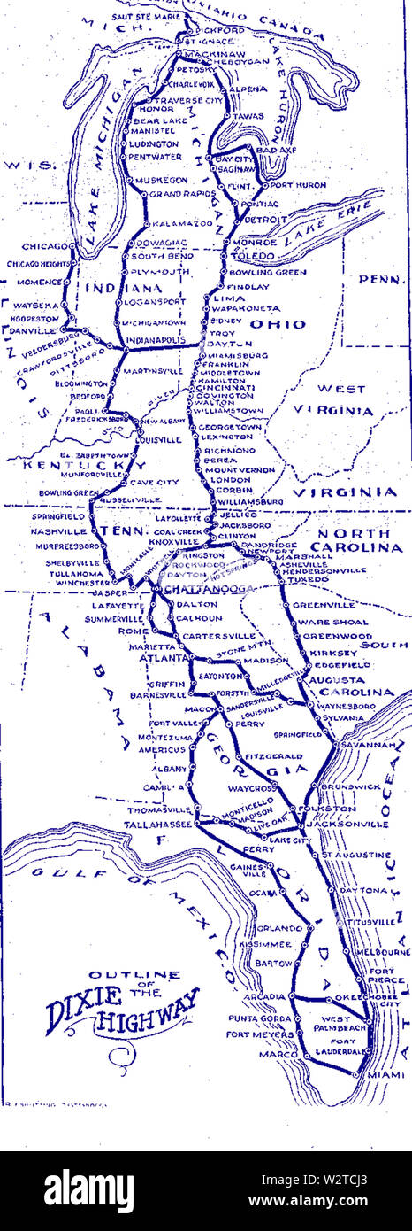 Dixie Highway Map - 2 Stock Photo - Alamy