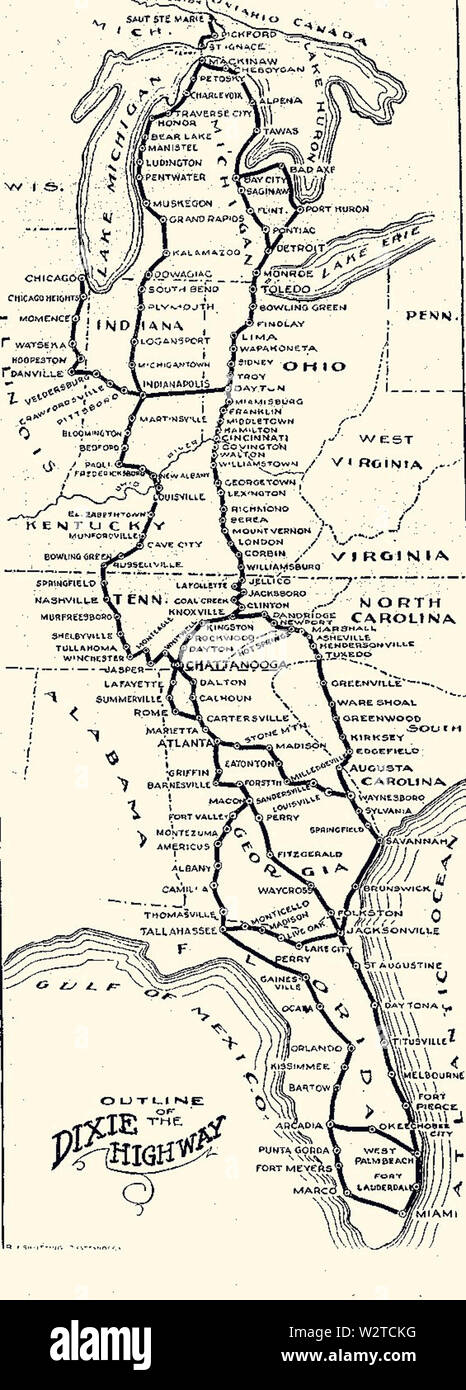 Dixie Highway Map Stock Photo - Alamy